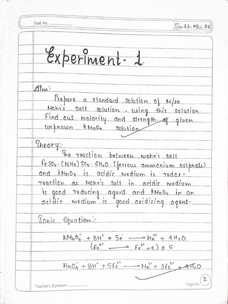 Chemistry Practical (1-6) | PDF
