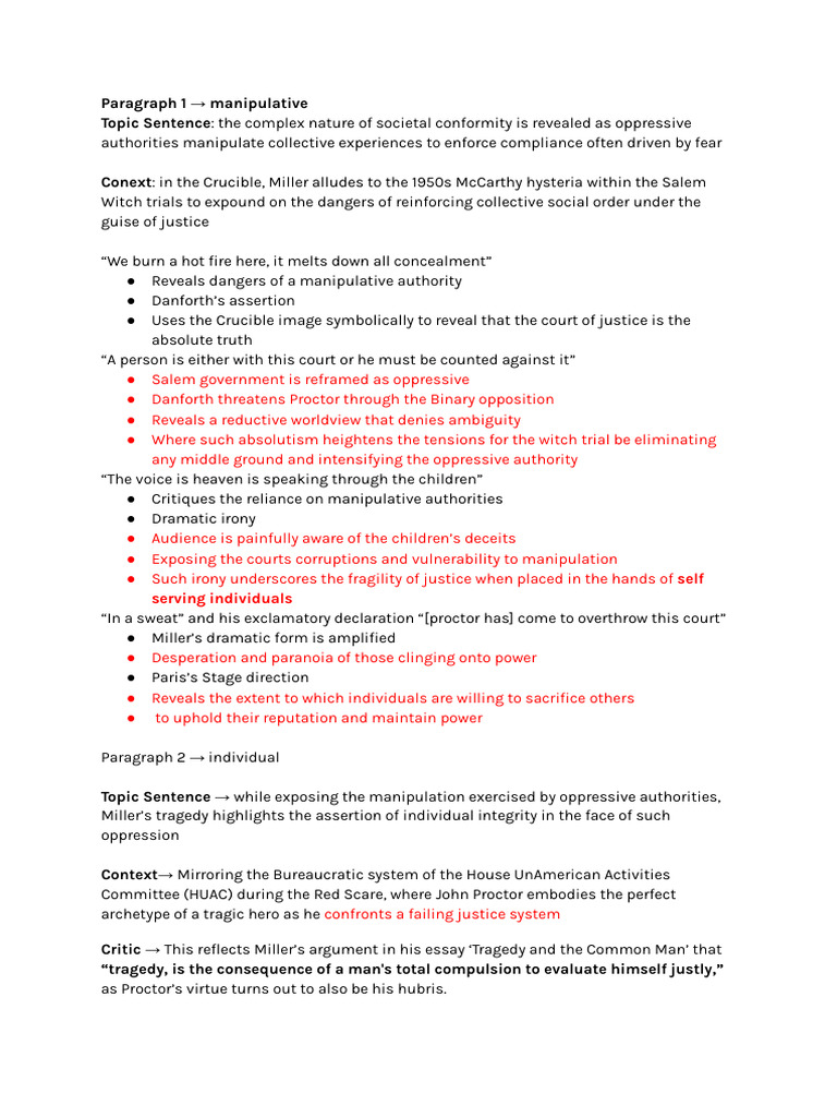 Crucible Dot Points | PDF