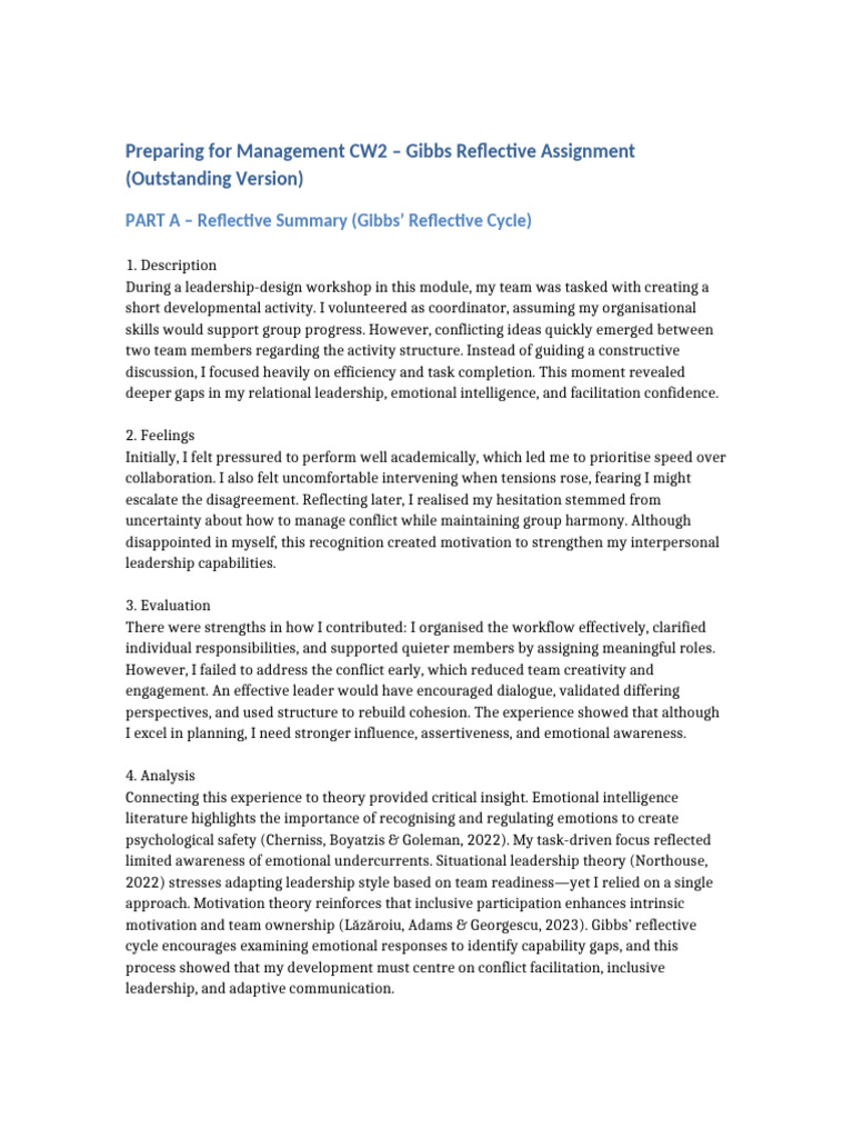 Gibbs_Assignment_Outstanding | PDF | Leadership | Motivational