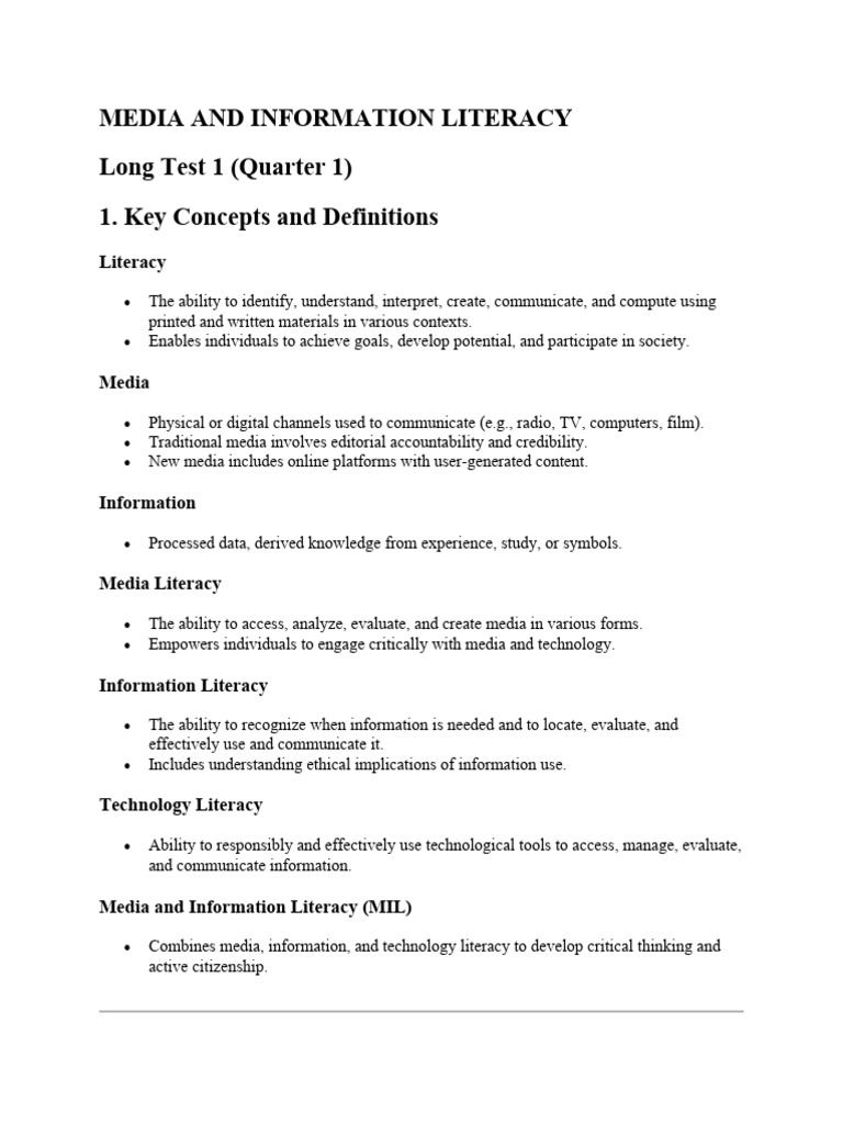 Media and Information Literacy Overview | PDF | Information ...