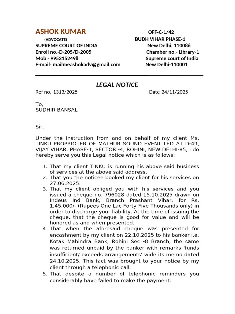 Notice 138 | PDF | Cheque | Private Law