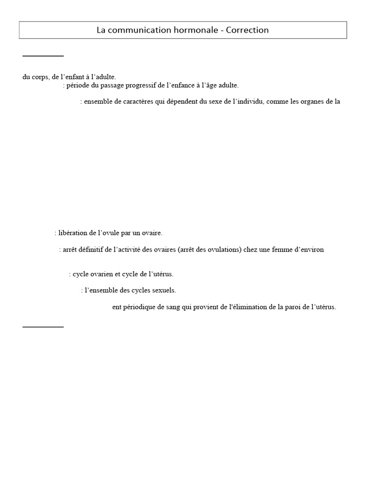 Communication hormonale en SVT 4ème | PDF