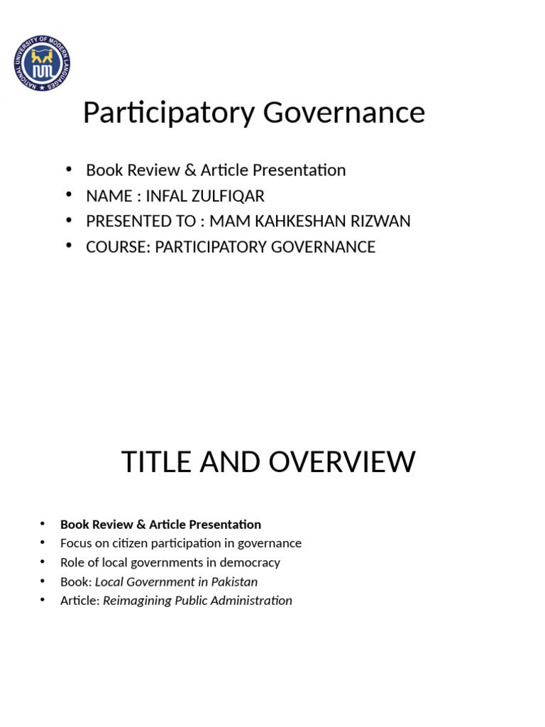Combined Book Article Participatory Governance | PDF