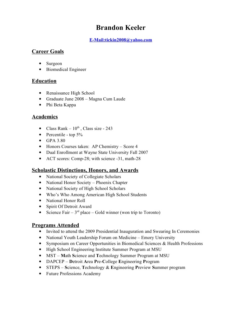 Brandons High School Resume | PDF | Michigan State University ...