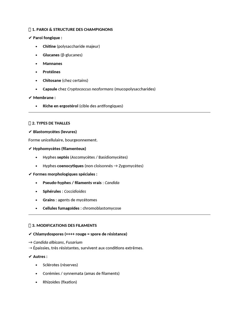 Structure et Classification des Champignons | PDF | Spore | Champignons