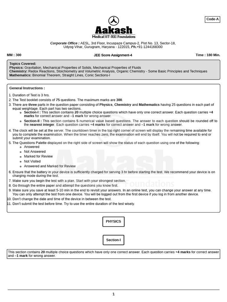 JEE Score Assignment-4 - Ques | PDF | Triangle | Rotation