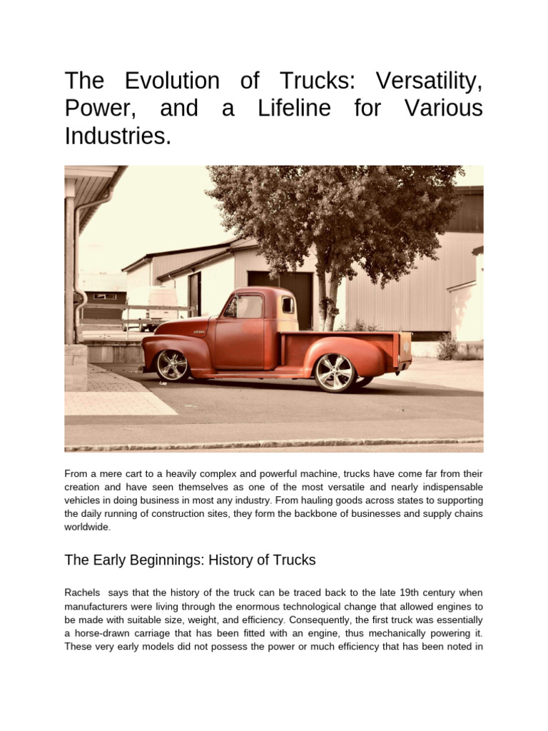The Evolution of Trucks_ Versatility, Power, and a Lifeline for Various ...