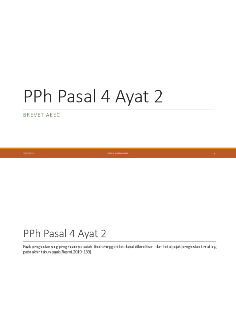 PPh Pasal 4 Ayat 2: Tarif dan Objek Pajak | PDF