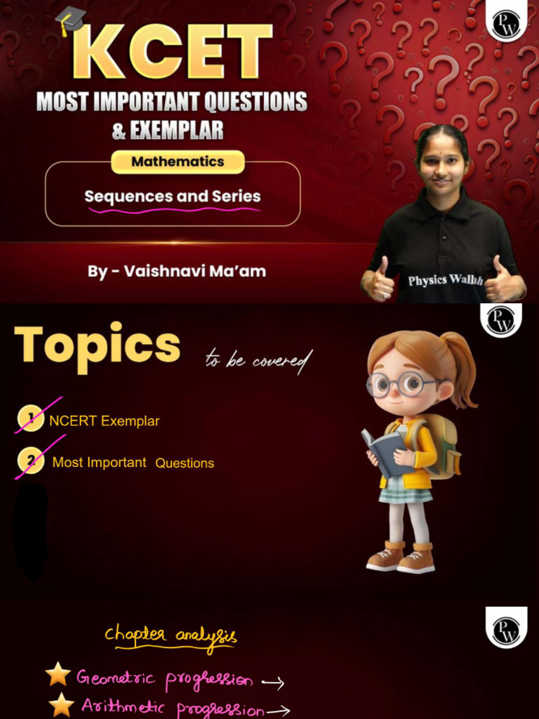 Sequence & Series - Class Notes - KCET - Exemplar & Most Important ...