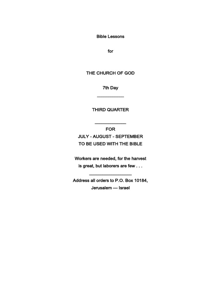 Bible Lessons for Church of God 1984 | PDF