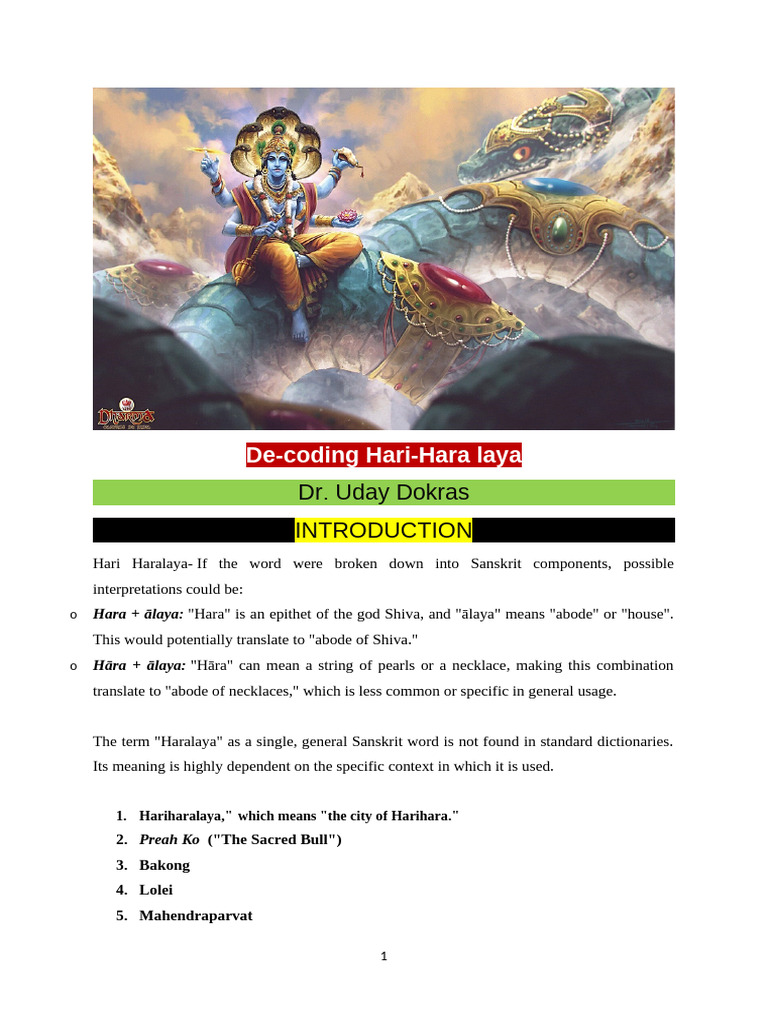 Decoding Hariharalaya | PDF | Angkor | Vishnu