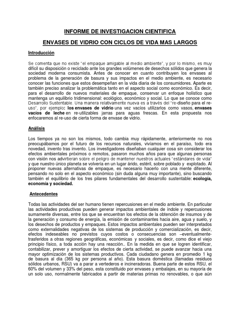 Informe de Investigacion Cientifica | PDF | Lentes | Residuos