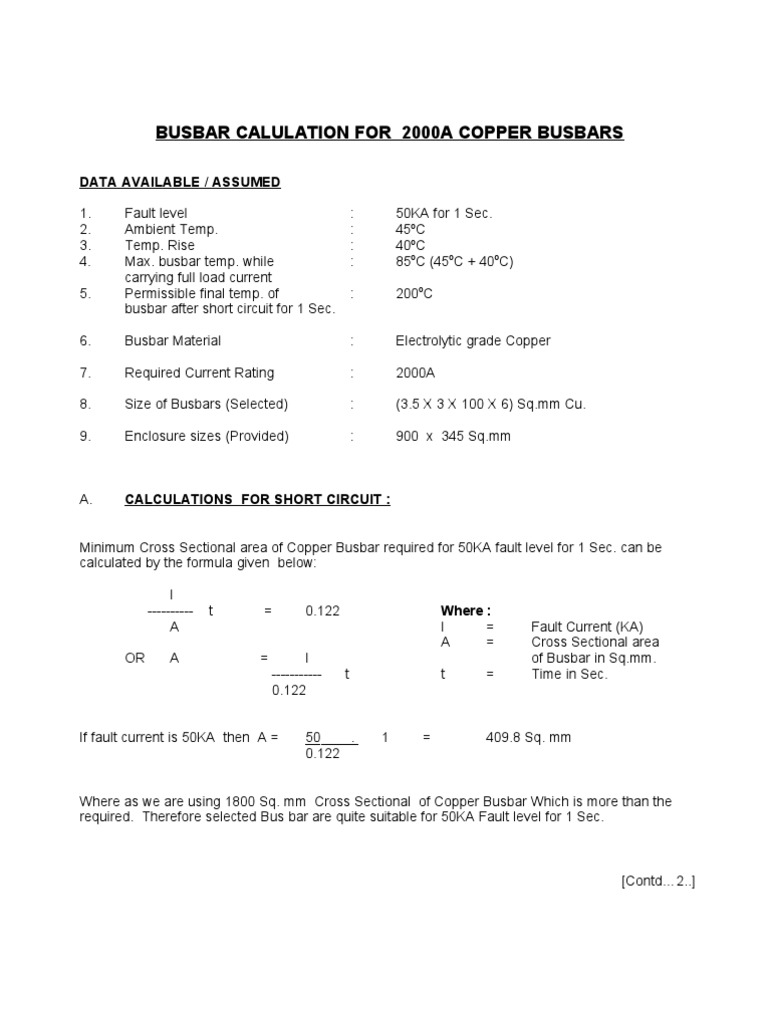 2000A Copper Busbar Calculation | PDF