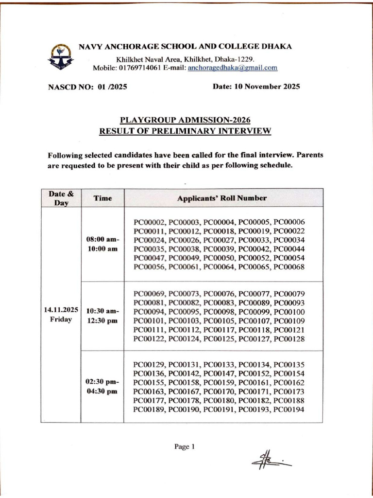 Navy Anchorage School Admission 2026 | PDF
