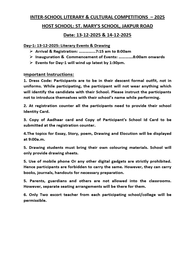 Guidelines Inter-school Competition 2025 | PDF