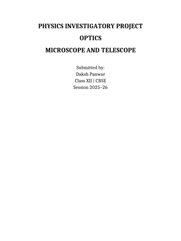 Class 12 Optics Project With Diagrams Daksh Panwar | PDF