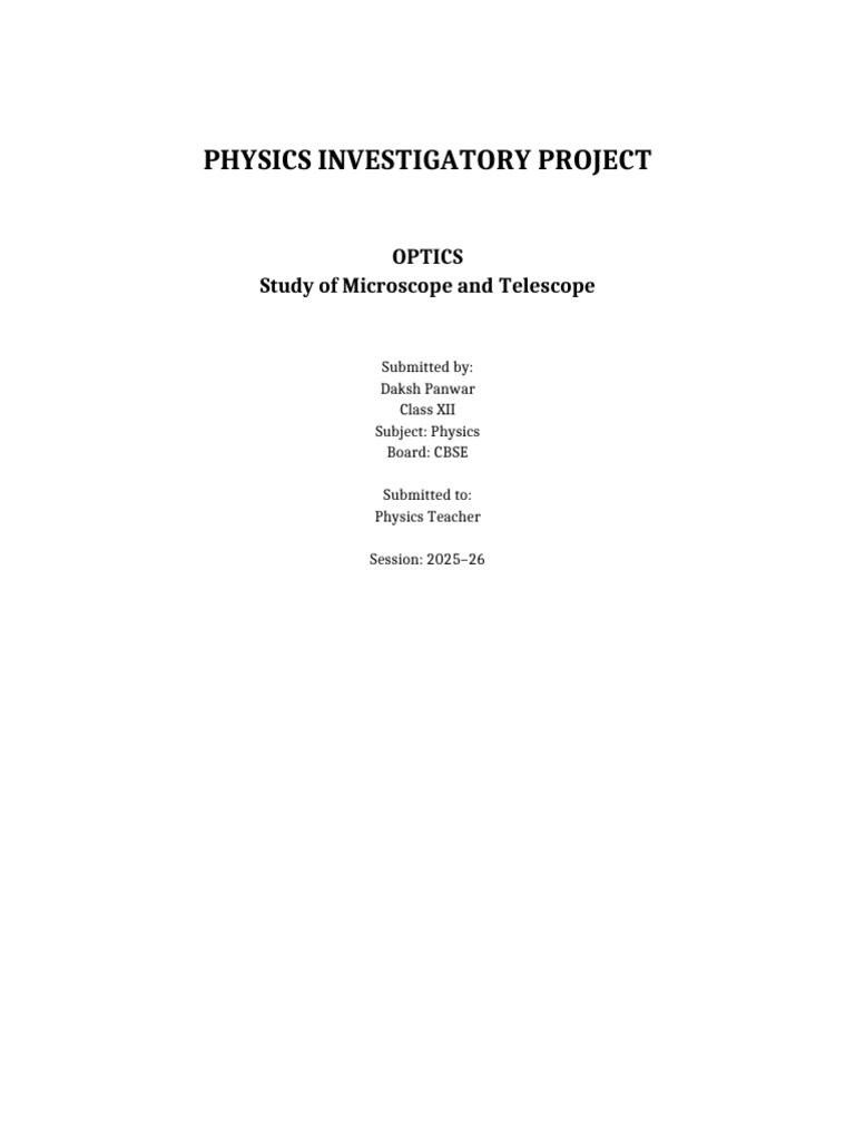 Optics Project: Microscopes & Telescopes | PDF | Optics | Imaging
