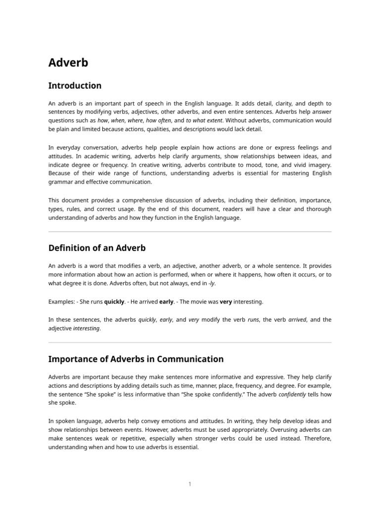 Adverb | PDF | Adverb | English Language