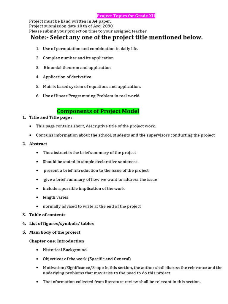 Project Topics 12 2080 First Term | PDF