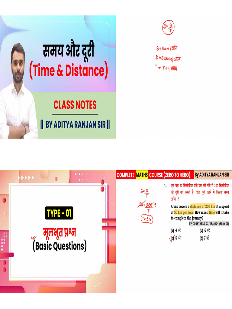 Time, Speed Distance (Class Notes) - Merged | PDF