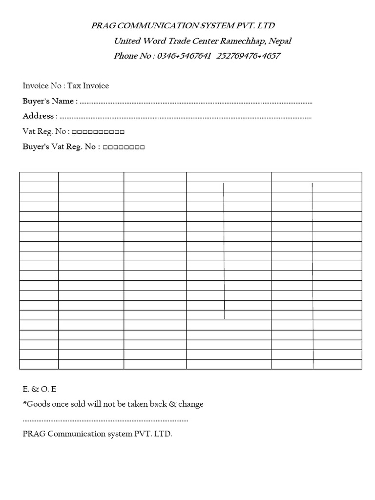 PRAG Communication Invoice Template | PDF
