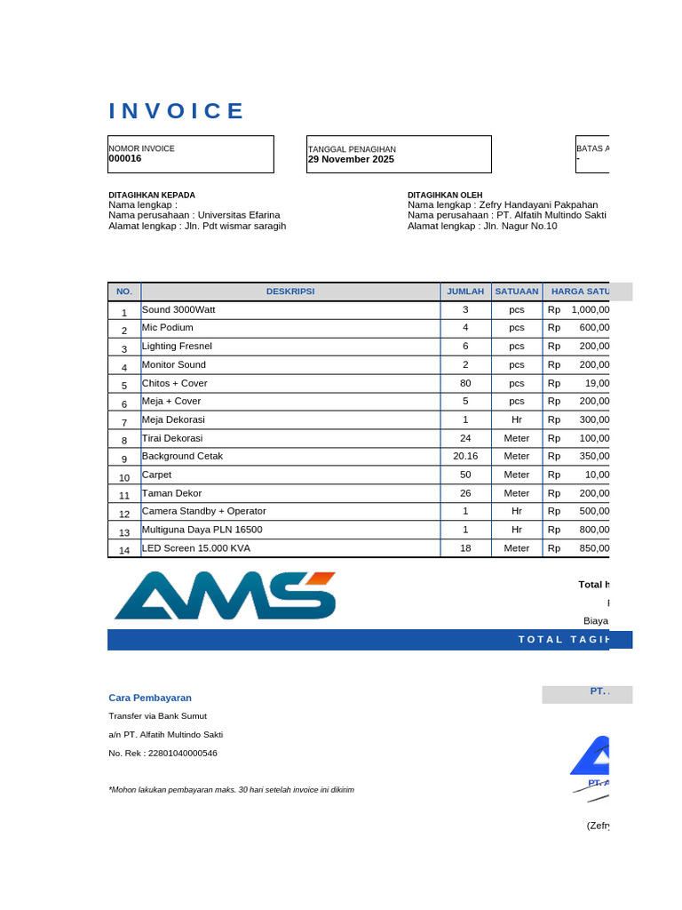 Contoh Invoice Excel | PDF