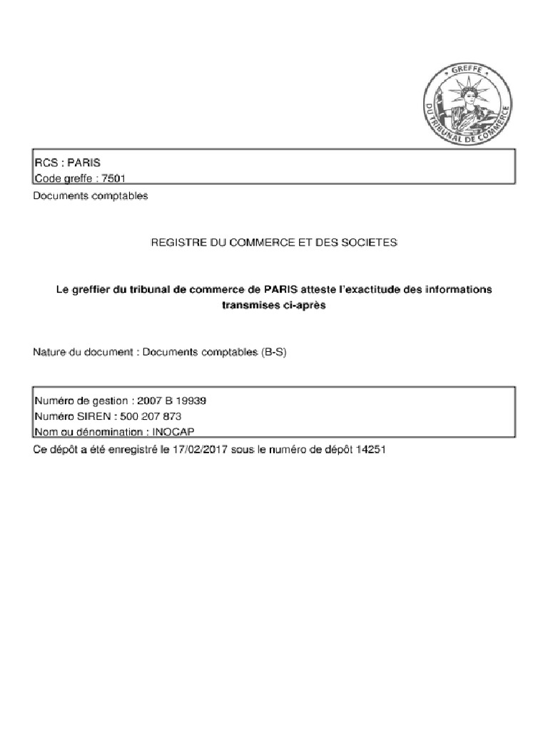 Inocap Gestion - Comptes Sociaux 2016 | PDF