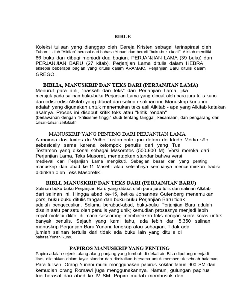 Sejarah Manuskrip Alkitab dan Teksnya | PDF