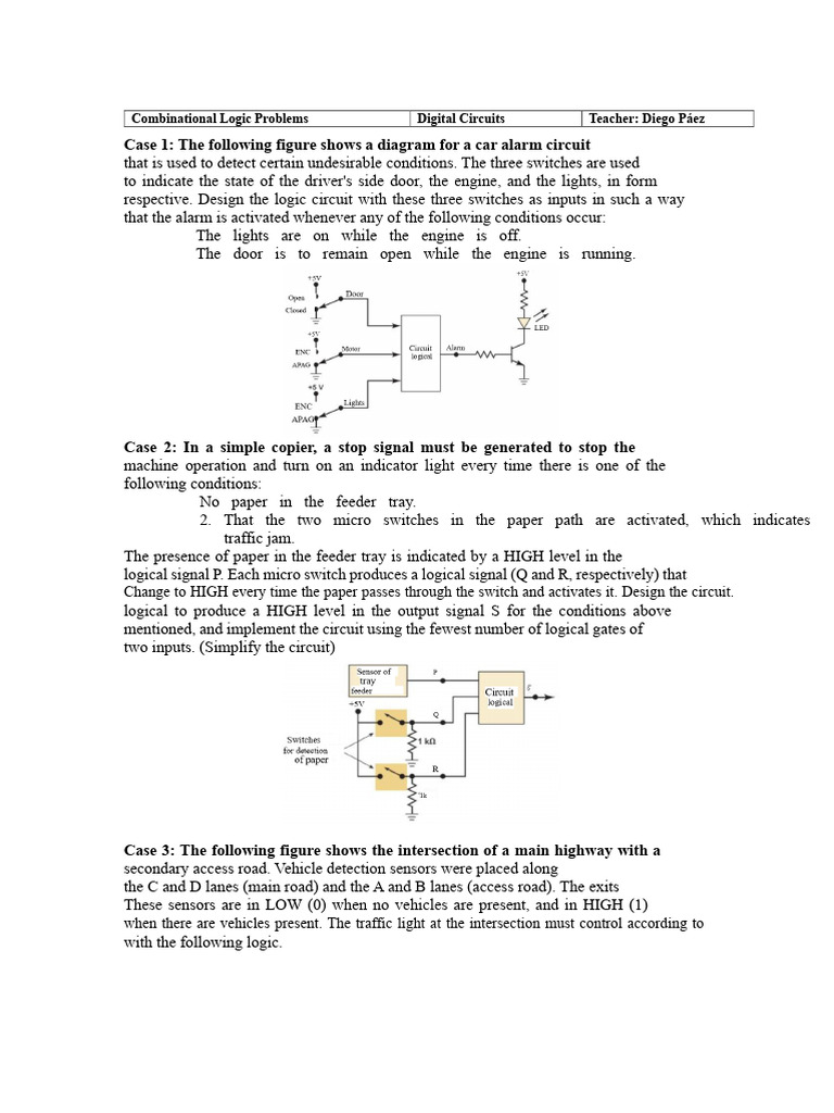 Combinational Logic Problems | PDF | Traffic Light | Logic Gate