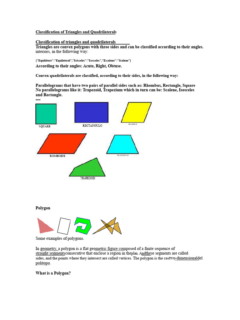 Classification of Triangles and Quadrilaterals | PDF | Triangle | Rectangle