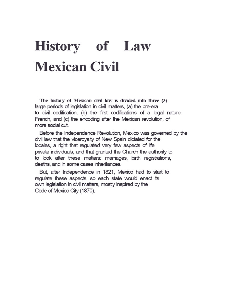 Overview of Mexican Civil Law History | PDF | Civil Law (Legal System) | Codification (Law)