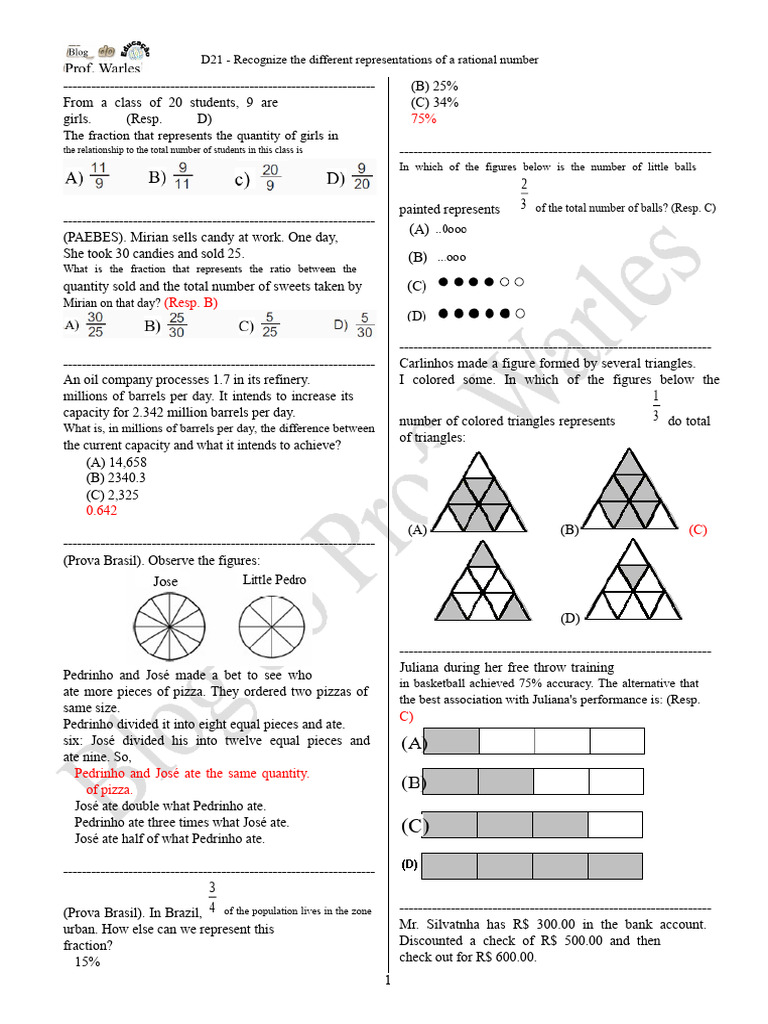 D21 (9th GRADE - Math) - Blog of Prof. Warles | PDF | Numbers | Decimal