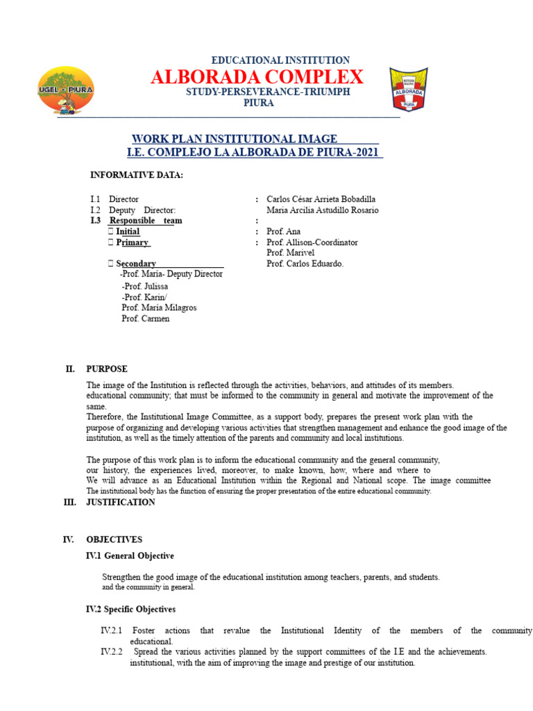 Institutional Image Commission Plan | PDF | Social Psychology