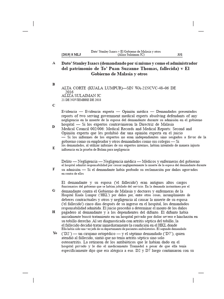 Gobierno de Malasia y Otros Del Patrimonio de To' Puan Suzanne Thomas ...