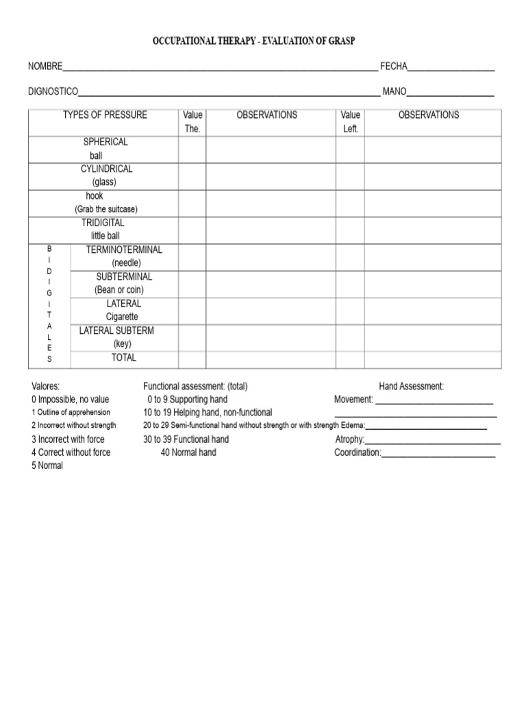 Evaluation of Pressure in Occupational Therapy | PDF