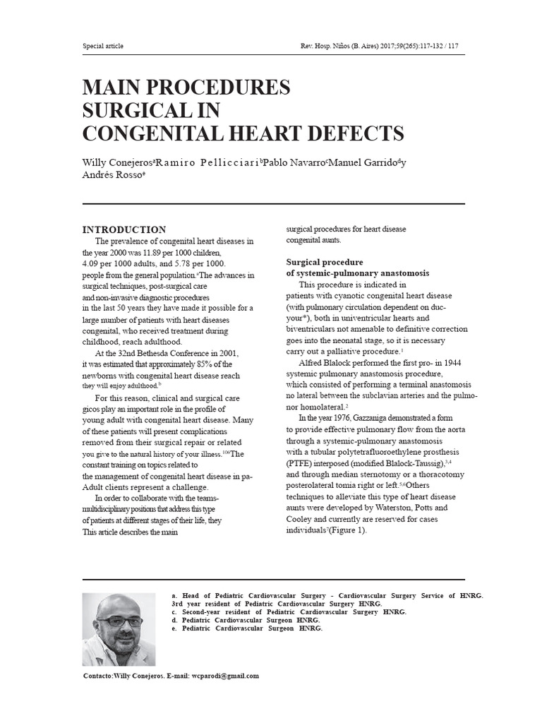 Num 265 MAIN SURGICAL PROCEDURES IN CONGENITAL HEART DISEASES | PDF ...