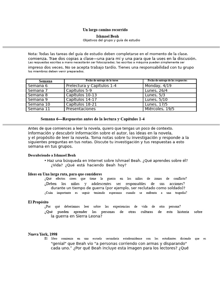 Guía de Estudio de A Long Way Gone | PDF
