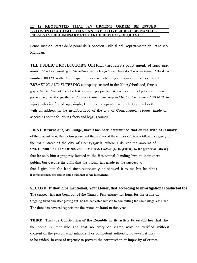 Urgent Request For Search Warrant | PDF | Crime & Violence | Crimes