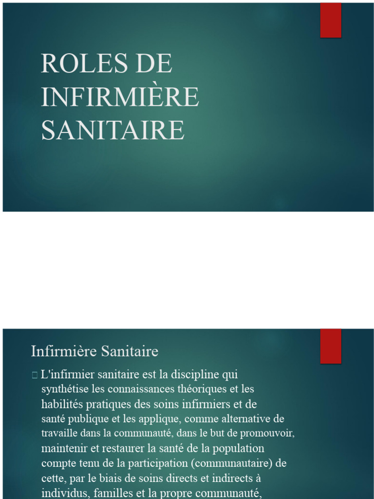 Rôles et principes de l'infirmière sanitaire | PDF