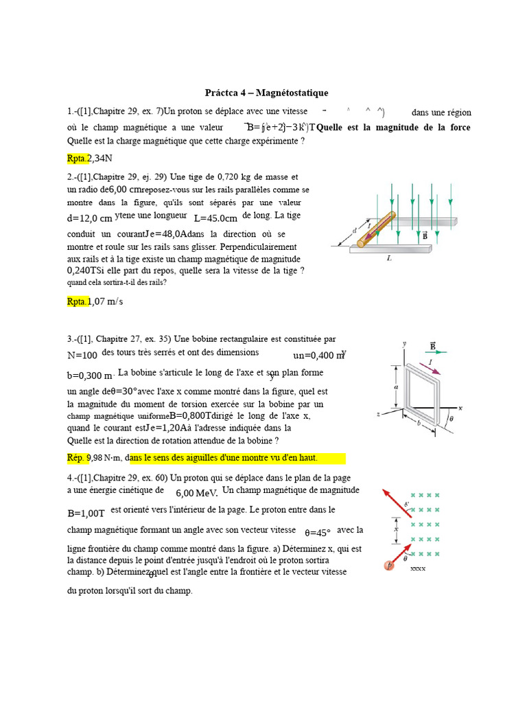 Exercices de magnétostatique en physique | PDF | Champ magnétique ...