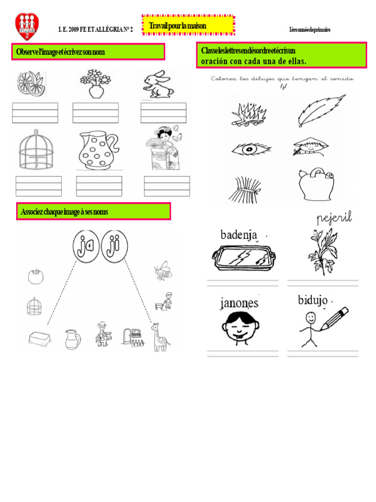 FICHE DE TRAVAIL PHONÈME j | PDF