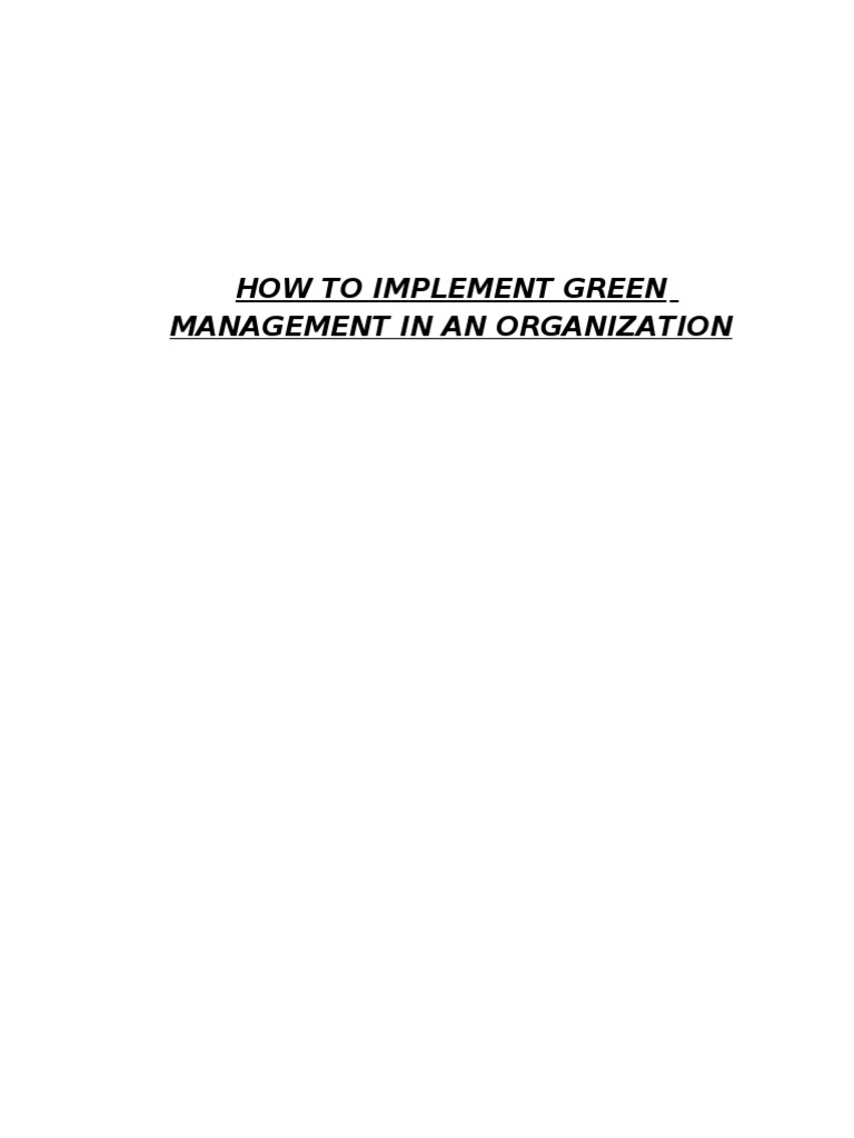 How To Implement Green Management in An Organization | PDF ...