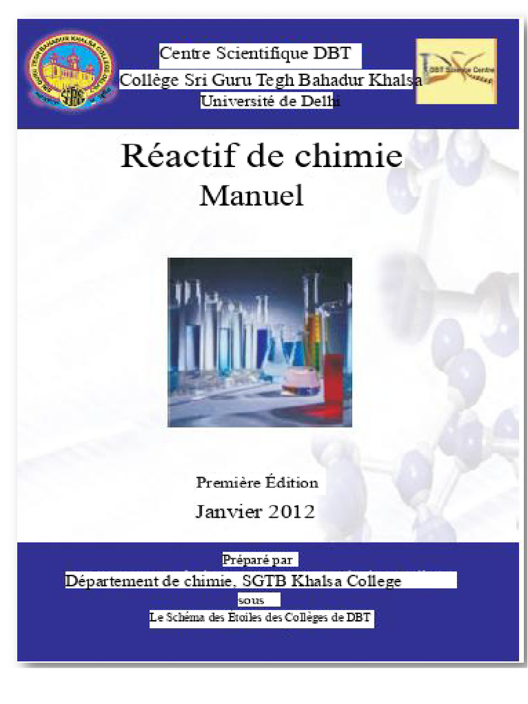 Manuel des Réactifs de Chimie SGTB Khalsa | PDF | Acide chlorhydrique ...