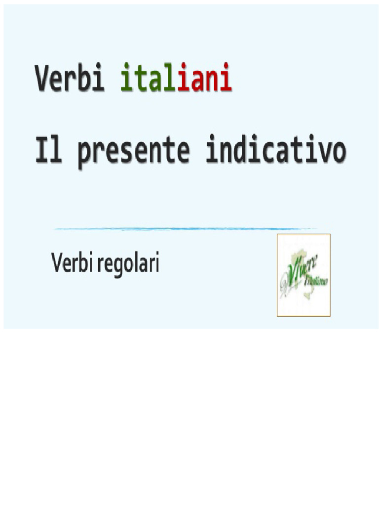 Present Indicative Regular Verbs | PDF