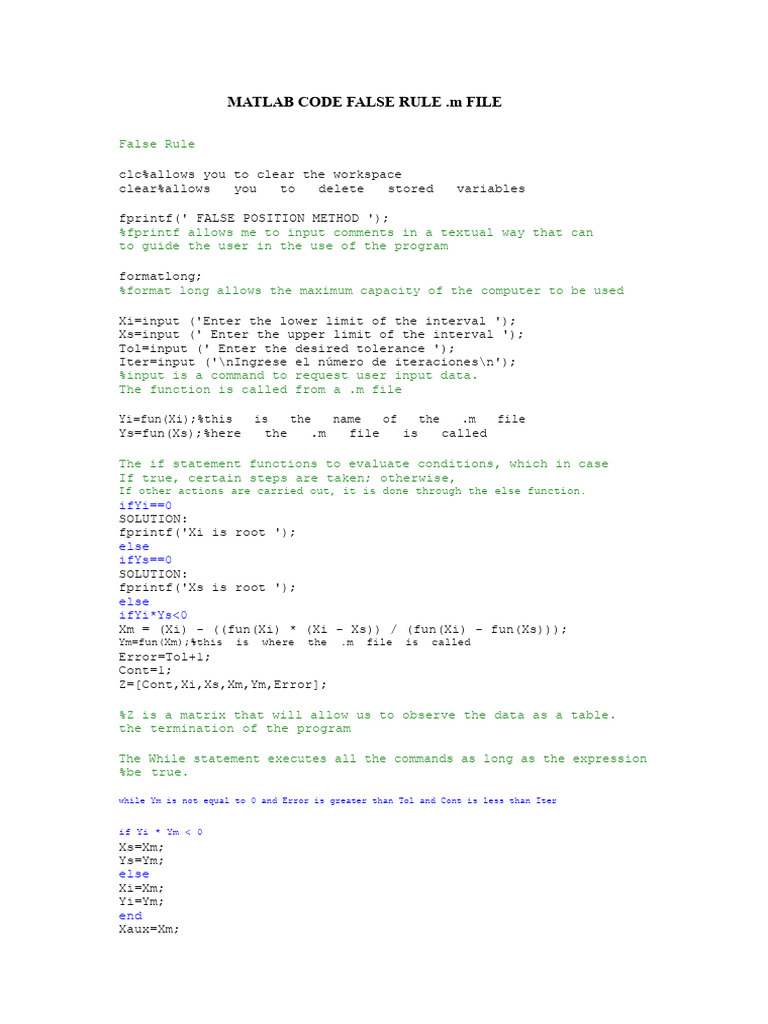 Matlab Code False Rule | PDF
