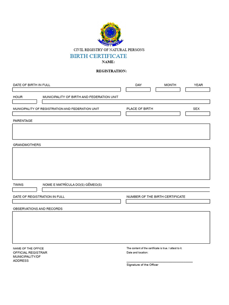Birth Certificate Registration Details | PDF