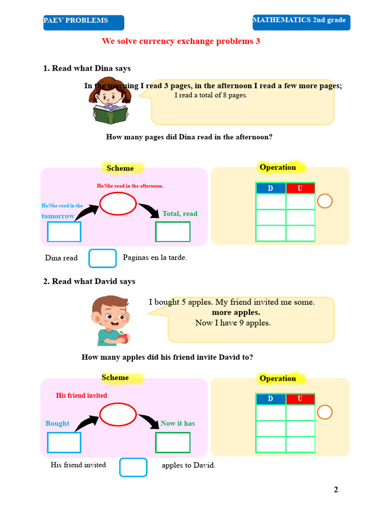 2nd Grade Math Currency Exchange Problems | PDF
