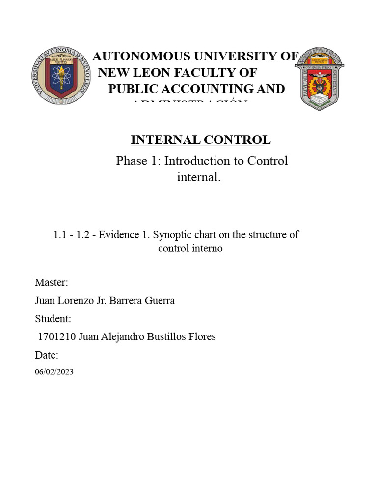 1.2 - Evidence 1. Summary chart on the internal control structure | PDF