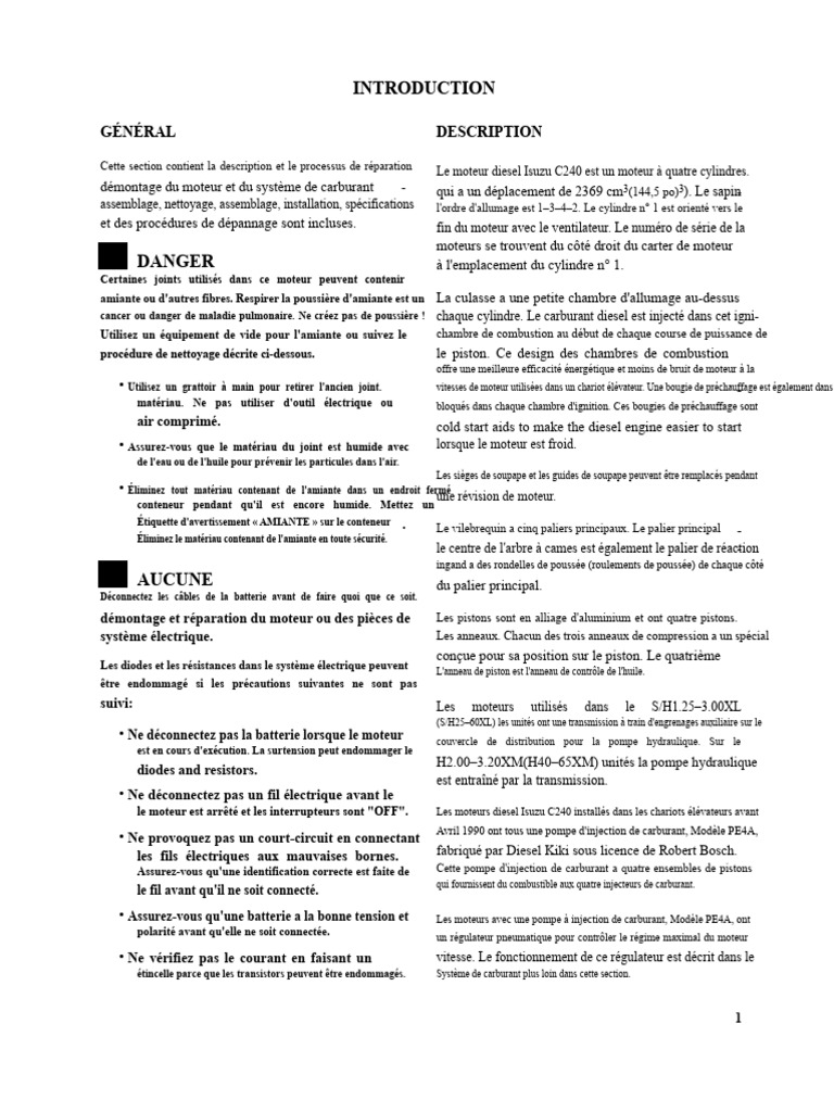 Moteur Isuzu c240 | PDF | Injection (moteur) | Piston