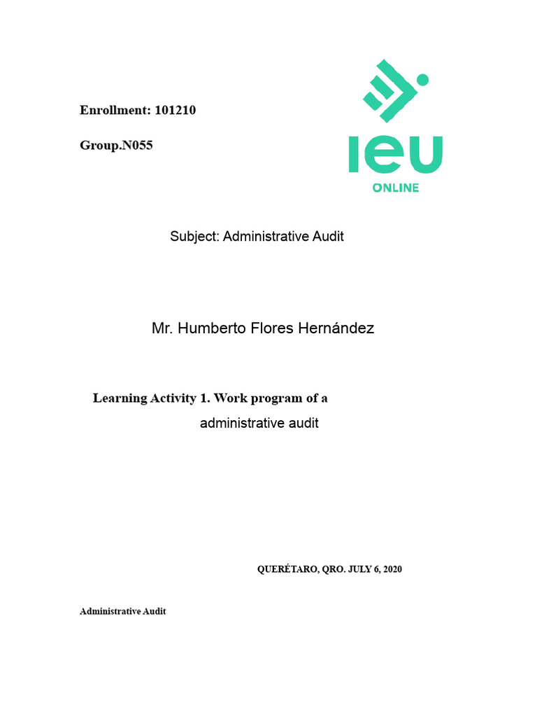 example of administrative audit | PDF | Audit | Regulatory Compliance